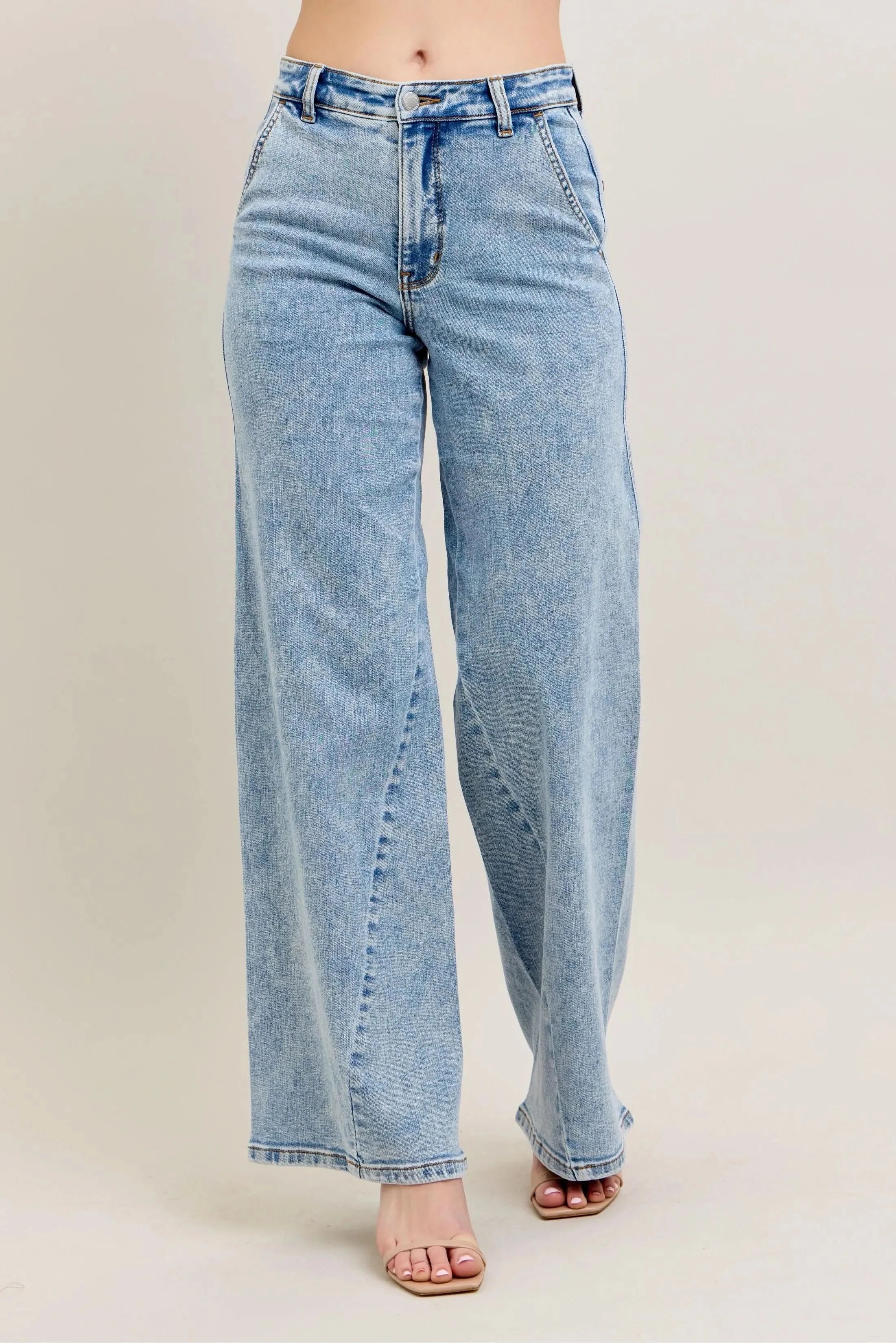 Judy Blue Full Size High Waist Wide Leg Jeans with Skewed Inseam – The ...